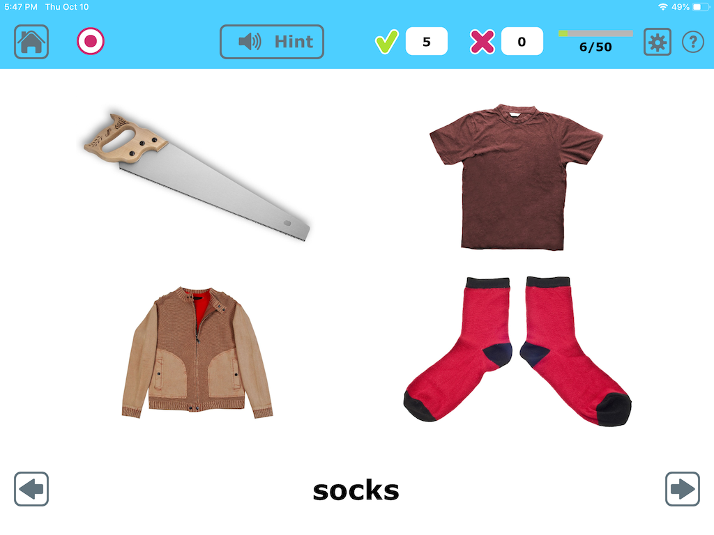 Comprehension Therapy speech app for Understanding Words for Aphasia