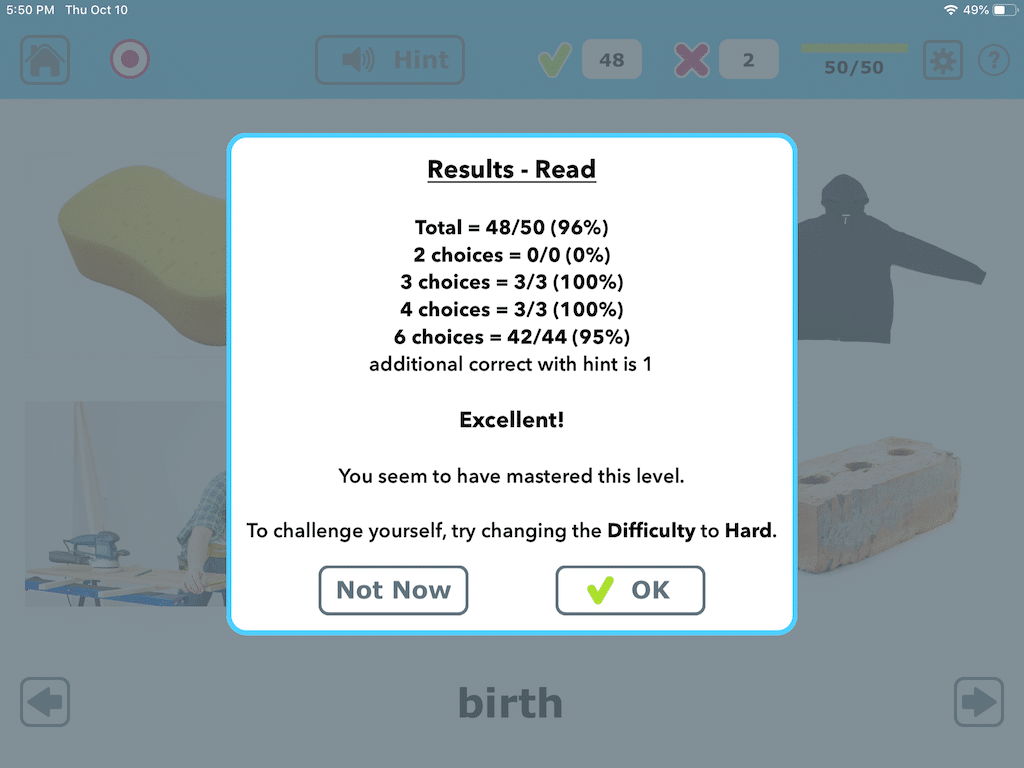 Comprehension Therapy speech app for Understanding Words for Aphasia