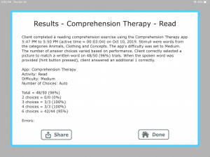 Comprehension Therapy speech app for Understanding Words for Aphasia