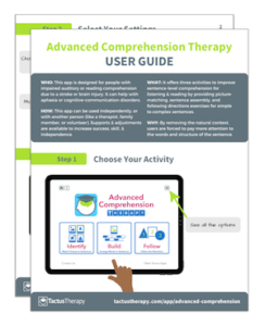 Advanced Comprehension Therapy Speech App - Aphasia - iOS & Android