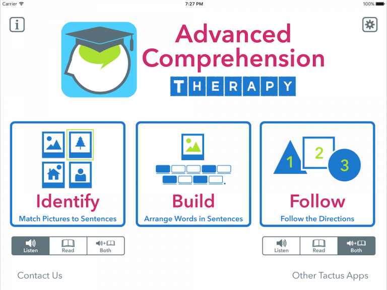 Advanced Comprehension Therapy Speech App - Aphasia - iOS & Android