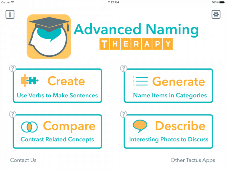 Advanced Language Therapy 4-in-1 App for Aphasia & Stroke iOS Android