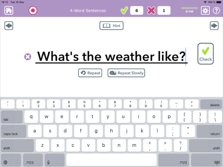 Advanced Writing Therapy speech app for Typing, Spelling on iOS Android