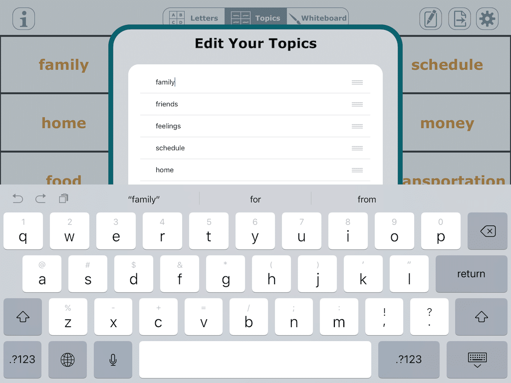 AlphaTopics AAC App: ABC Letter Board, Whiteboard & Topics for Speech